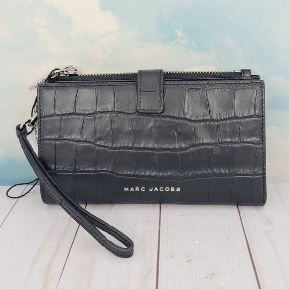 Marc Jacobs | Bags | Marc Jacobs Phone Wristlet Wallet Black Crocodile ...